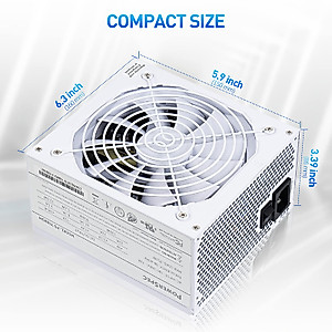 PowerSpec 650W Power Supply Semi Modular 80 Plus Bronze Certified ATX PSU Active PFC SLI Crossfire Ready Gaming PC Computer Power Supplies, PS 650BSM(White Edition)