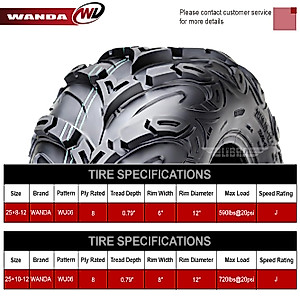 Full Set 25X8X12 25X10X12 8PR Mud Sling ATV tires fit for 14-20 Honda PIONEER 700