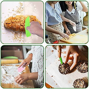 2pcs 4.7x3.7" Dough Bowl Spatula, Dough Cutter Multi-Function Dough Scraper Food Scrappers Plastic Kitchen Bowl Scraper Tool for Pastry Cake Bread Pizza Baking (Green+Pink)