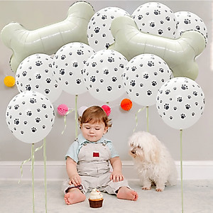 44PCS Dog Themed Balloons Party Supplies Decorations Pets Dog Paw Print Bone Shaped Baby Shower Birthday Party Favors
