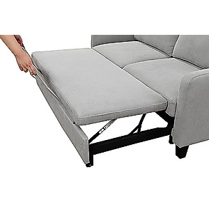 3-in-1 Upholstered Futon Sofa Loveseat Convertible Sleeper Couch Bed ,2-Seaters Sofa & Couch Soft Cushions Love Seat Daybed for Small Space Living Room Napping,Light Gray Queen Size with 2 Pillows