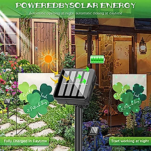 22 LED Solar St Patrick's Day Garden Flag 8 Lighting Modes 13 x 16.1 Inch Double Sided Vertical Shamrock Garden Flag for St Patrick's Day Garden Outdoor Yard Light Decoration