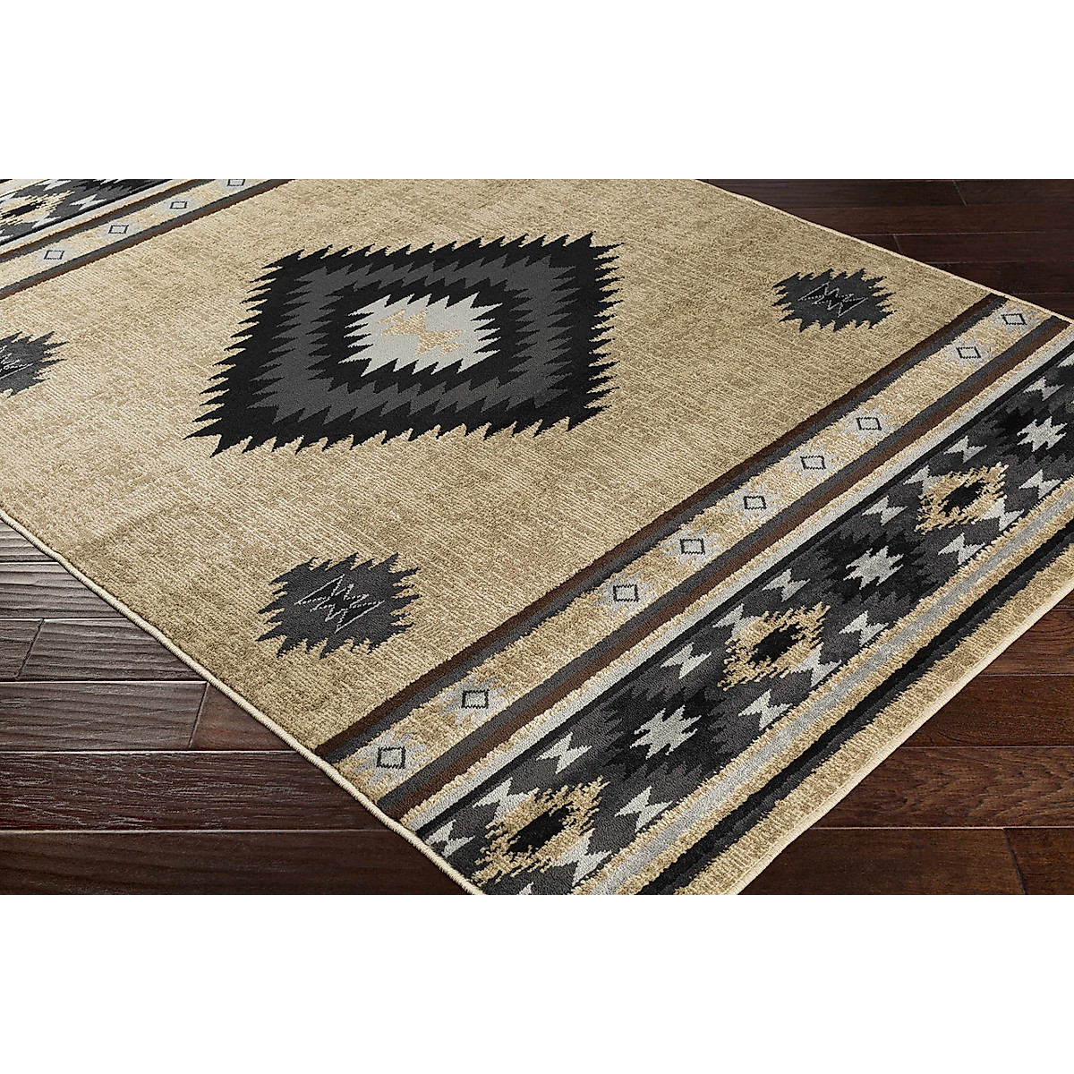 Hauteloom Hoylake Southwestern Tribal Living Room Bedroom Dining Room Aztec Area Rug - Native American Indian Indie Carpet - Brown, Gray, Black - 7'10" x 11'2"