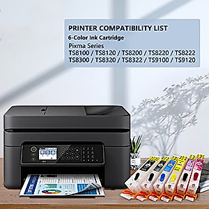 F-ink 6 Colors Empty Refillable Ink Cartridges Replacement for Canon 280xxl 281xxl PGI-280XXL CLI-281XXL for PIXMA TS9120 TS8120 TS8220 TS8320 Printer ( PGBK,BK,C,M,Y,Photo Blue )