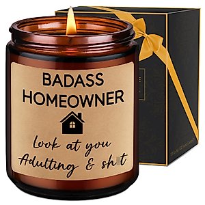 LEADO Badass Homeowner Candle - Housewarming Gifts for New House, Housewarming Gifts, House Warming Gifts, New Home Gifts for Home, First Home - Funny Housewarming Gifts for Women, Men, Friends