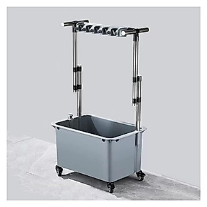 OMESDA Broom and Mop Holder, Stainless Steel Mop Rack, Movable Closet Storage Cabinet Janitor Carts, Storage for Put Wet Mops(Gray)