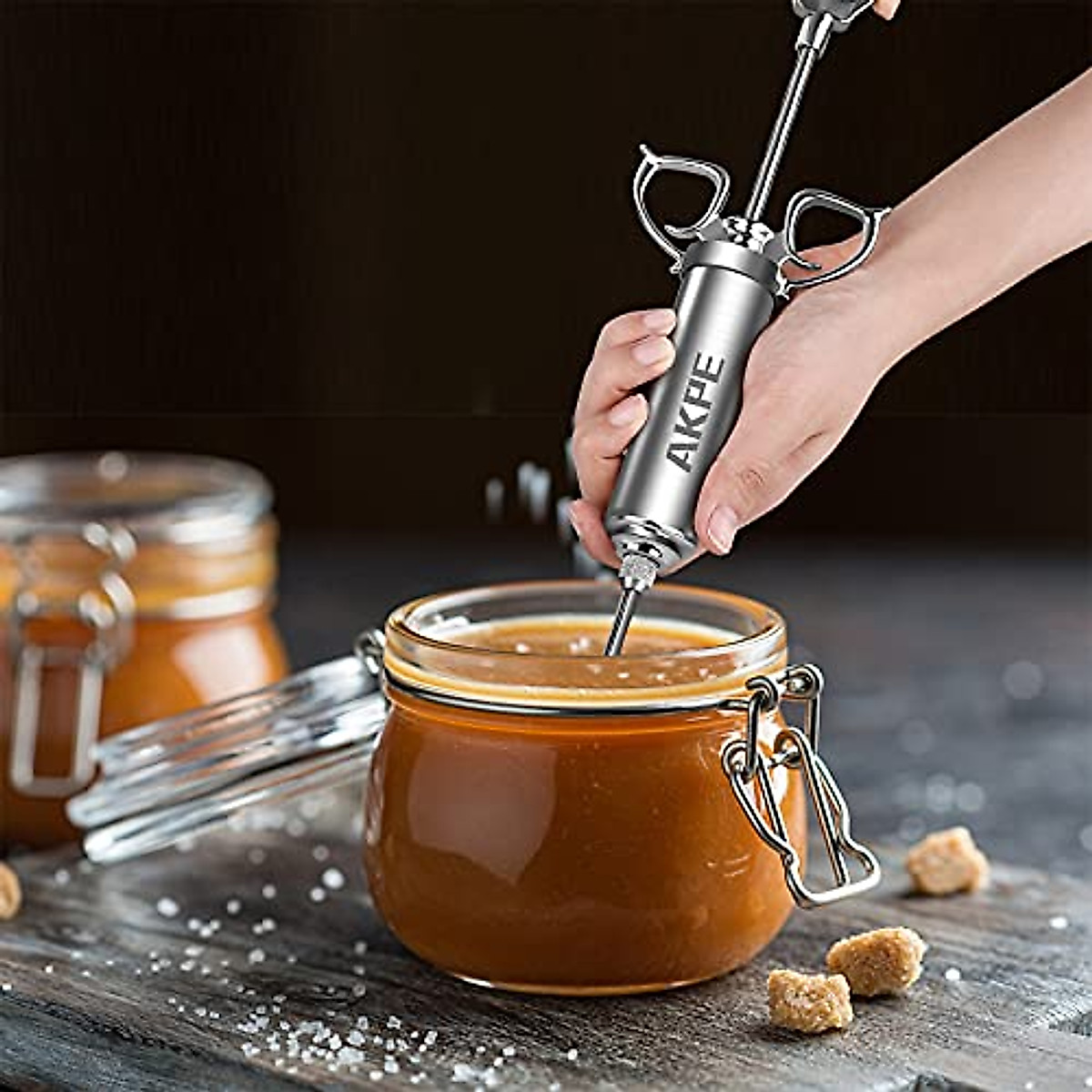 AKPE Meat Injector, Stainless Steel Marinade injector Syringe for BBQ Grill and Turkey, 2 Ounce Syringe with 3 Needles, Easy to Use and Clean (Without Case)