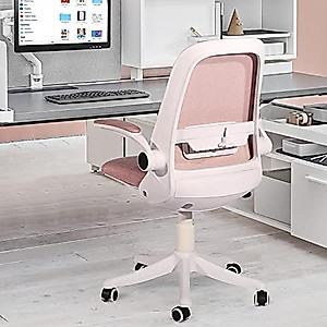 VECELO Pink Desk Wheels/Armrests Modern Home Office Chair Adjustable Height Task/Work 360° Swivel 39" H