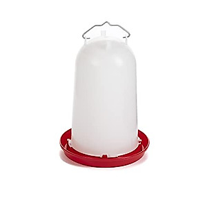 Plastic Poultry Drinker (3 Gallon) - Little Giant - Heavy Duty Plastic Gravity Fed Water Container Jar (Red) (Item No. 7906)