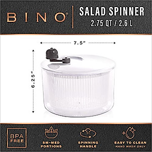 BINO | Salad Spinner - 2.75 Qt | Small Manual Lettuce Spinner | Salad Spinner with Salad Bowl for Serving | Fruit & Vegetable Basket & Spinner | Pasta and Herbs Spinner with Colander | Kitchen Gadgets