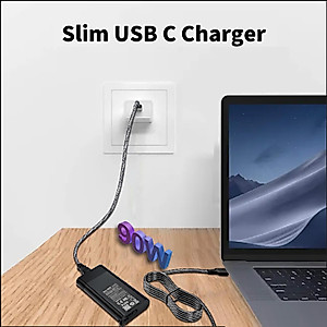 Slim 90W 65W USB-C Charger for Dell Laptop Charger : Dell XPS 13 9365 9360 9370, Latitude 5520 5420 3400 3500 5289 5300 2in1 7400 2in1,Inspiron 16 7620 2-in-1/14 7420 LA90PM170 DA90PM170