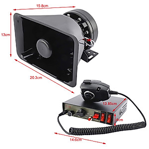 KUNTEC 12V 200W Siren Warning Emergency Loud Speaker 8 Tones Amplifier Siren Handheld Microphon PA System Siren Horn for Vehicles Truck UTV ATV