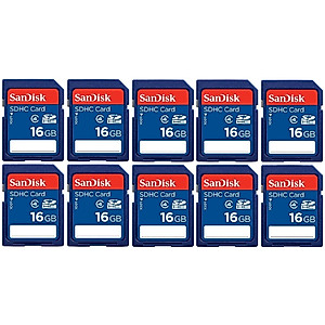 Lot of 10 SanDisk 16GB SD SDHC Class 4 Flash Memory Camera Card SDSDB-016G-B35 Pack + SD/TF USB Card Reader