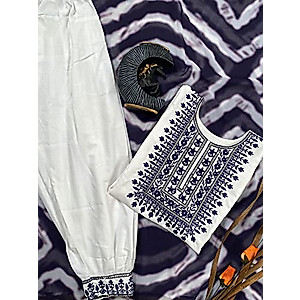 RoohVastra White colored traditional embroidered kurti pent set for women 340 (White, 40)