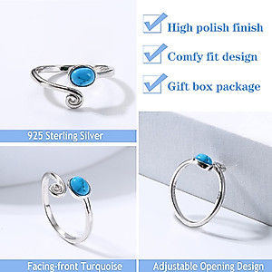 MILACOLATO 925 Sterling Silver Toe Rings Set for Women Hypoallergenic Adjustable Band Ring Open Toe Ring Foot Jewelry Minimalist Teardrop Turquoise Toe Rings Summer Accessory