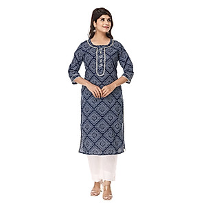 Vihaan Impex Indian Blue Kurti for Women Set with White Pant