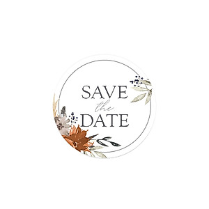 Indie Autumn Floral Save The Date Stickers / 1.5" Fall Wedding Labels / 250 Watercolor Engagement Stickers