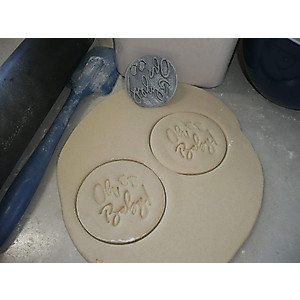 YNGLLC OH BABY WORDS WITH FEET SCRIPT FONT SHOWER GENDER REVEAL COOKIE STAMP EMBOSSER BAKING TOOL 3D PRINTED MADE IN USA PR4004 Gray