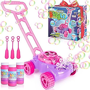 ArtCreativity Bubble Lawn Mower for Toddlers, Kids Bubble Blower Machine, Indoor Outdoor Push Gardening Toys for Kids Age 1 2 3 4 5, Birthday Gifts Party Summer Backyard Toys for Preschool Baby Girls