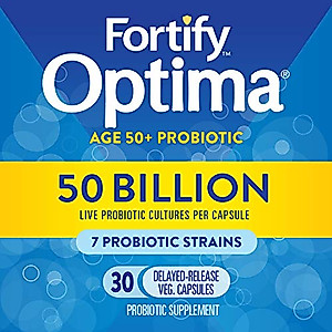 Nature's Way Fortify Optima Daily Probiotic for Men and Women 50+, 50 Billion Live Cultures per serving, Supports Digestive, Immune, and Colon Health*, 30 Vegan Capsules