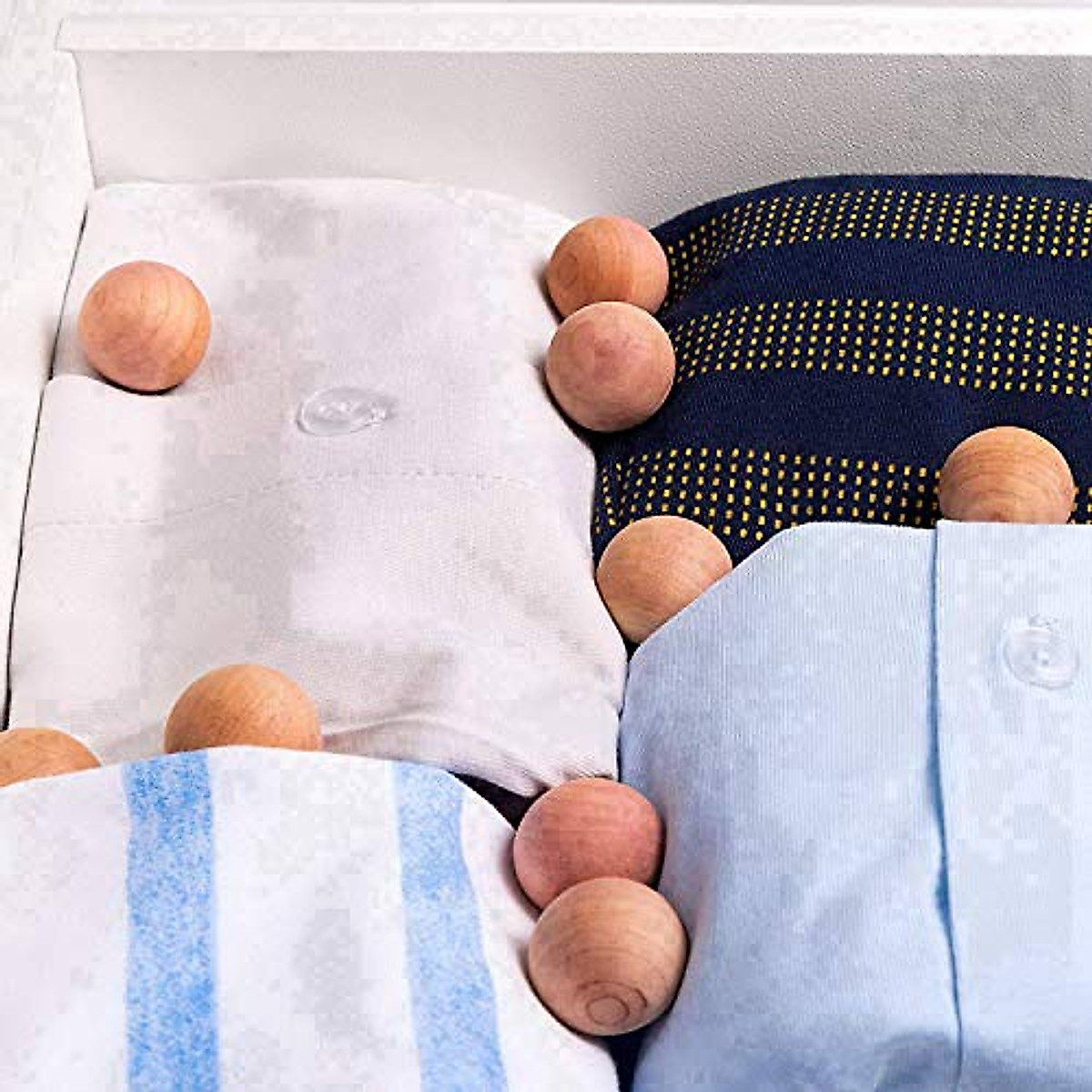 Tiamu Cedar Balls for Closets and Drawers Natural Cedar Balls for Clothes Storage 48PCs with 2 Satin Bags