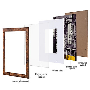 eletecpro 12x16 Picture Frames Set of 5, Gallery wall frame Display 8.5x11 Photo with Mat or 12x16 without Mat, Picture Frame Collage Wall Decor for Wall Mounting, Brown