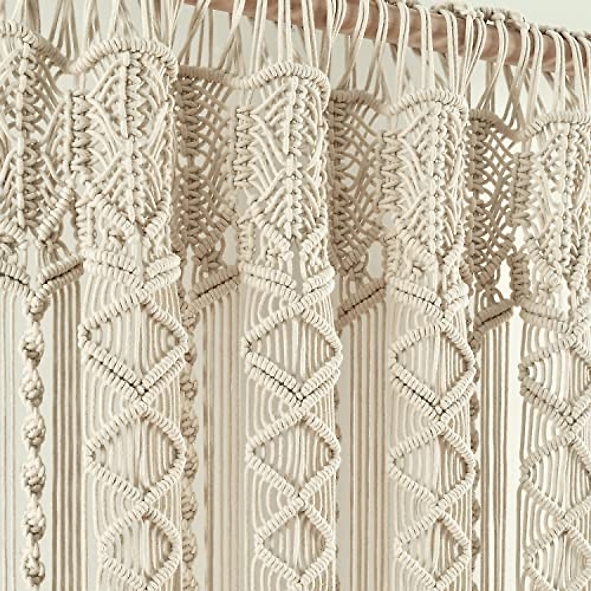 Lush Decor Boho Macrame Textured Cotton Window Curtain/Room Divider/Doorway/Wall Decor, 95" L x 40" W, Gray