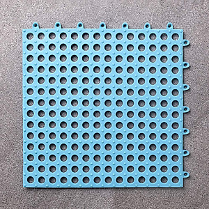 12PCS Interlocking Soft PVC Floor Tiles, No-Slip Pool Shower Bathroom Kitchen Mat with Drain Hole 11.75'' x 11.75'' Decking Tiles Outdoor and Indoor