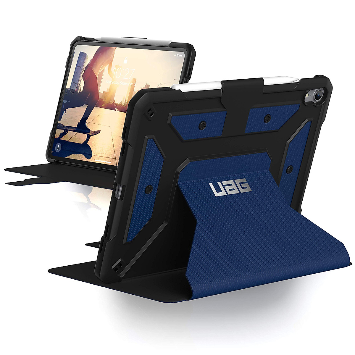 UAG Folio iPad Pro 11-inch (1st Gen, 2018) Case Metropolis [Cobalt] Feather-Light Rugged Military Drop Tested iPad Cover with Apple Pencil Holder