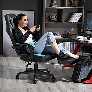 LEMBERI Gaming Chairs for Adults,Ergonomic Video Game Chairs with footrest,Big and Tall Gaming Chair 400lb Weight Capacity, Racing Style Computer Gamer Chair with Headrest and Lumbar Support