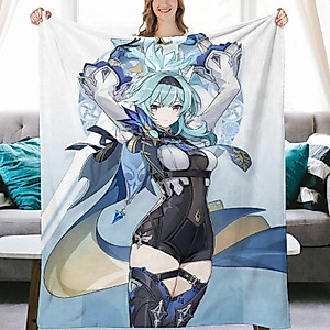 Dalicoter Game Genshin Impact Blanket Mondstadt EULA Anime Blanket 50"×40" Super Soft Flannel Throw Blanket Warm Winter Blanket Towel Blanket for Couch Kids Girls & Adults