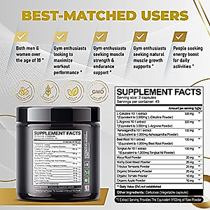 VEGATOT 11 in 1 Muscle Builder 9,100MG Nitric Oxide Supplement with L-Arginine L-Citrulline Beet Root Ashwagandha Tongkat Ali Strawberry- Increase Stamina Strength (90 Count (Pack of 1))