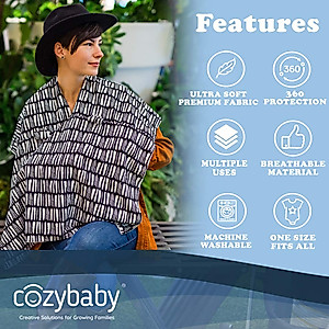 The World’s Softest CozyBaby 4-in-1 Carseat Canopy & Nursing Cover. 4 Uses – Baby Car Seat & Stroller Cover, Nursing Cover Breastfeeding Scarf, Baby Change Mat & Ultra-Soft Baby Blanket (Black)