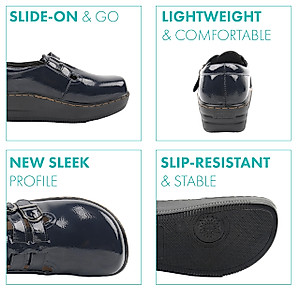 Glolily Emma II Women's 2 Strap Clog - Navy Crinkle Shine, 11 M