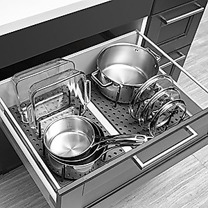 Umbra Peggy Kitchen Cupboard, Shelf and Drawer Organizer Tray - Adjustable Storage System For Food Containers, Cookware, Serveware, Utensils and More (Set of 2)
