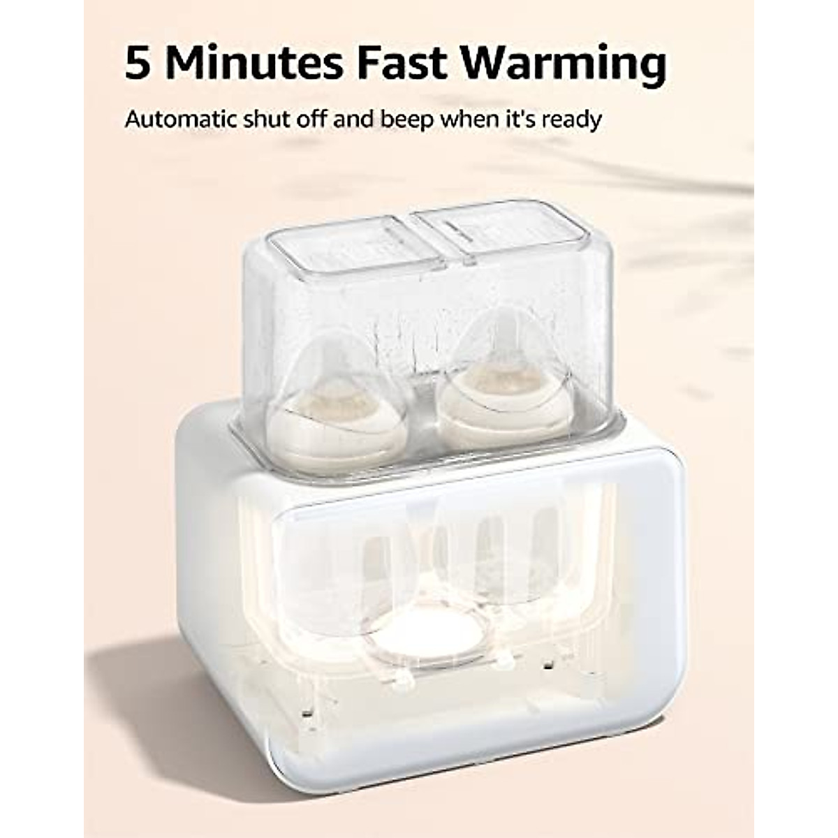 Baby Bottle Warmer, Gronwsy 8-in-1 Fast Milk Warmer with Timer Breastmilk or Formula, Fits 2 Bottles, Accurate Temperature Control, with Defrost, Sterili-zing, Keep, Heat Baby Food Jars Function