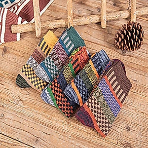 5 Pairs Autumn Winter Nordic Socks Thick Knitted Two-Way Colorful Patten (5-color mix)