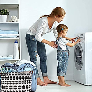 ModernHome & Co 19.7in Tall Laundry Basker Large Hamper Room Storage Decor Waterproof Foldable Canvas Laundry Baskets Kawaii Room Decor Baskets For Organizing Baby Hamper Laundry Bag (Black sm Polka)