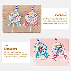 4pcs Candle Birthday Singing Pink LED Insert Decoration Fancy Cuake Gender Music Party Happy Dessert Supplies Powered with Reusable Reveal Cake Shower Unique Baby Picks Food for