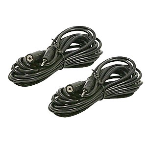iMBAPrice® 2.5mm Stereo Cable Male to Female 12 Feet (2 Pack) - Extension for Speakers or Headphones