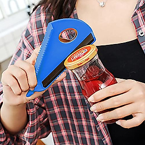 MEHIDFY Jar Opener, 4 in 1 Can Opener with Jar Opener Gripper Pad, Multifunctional Bottle Opener for Weak hands, Seniors with Arthritis and Anyone with Low Strength, Kitchen Gadgets (2*Blue)