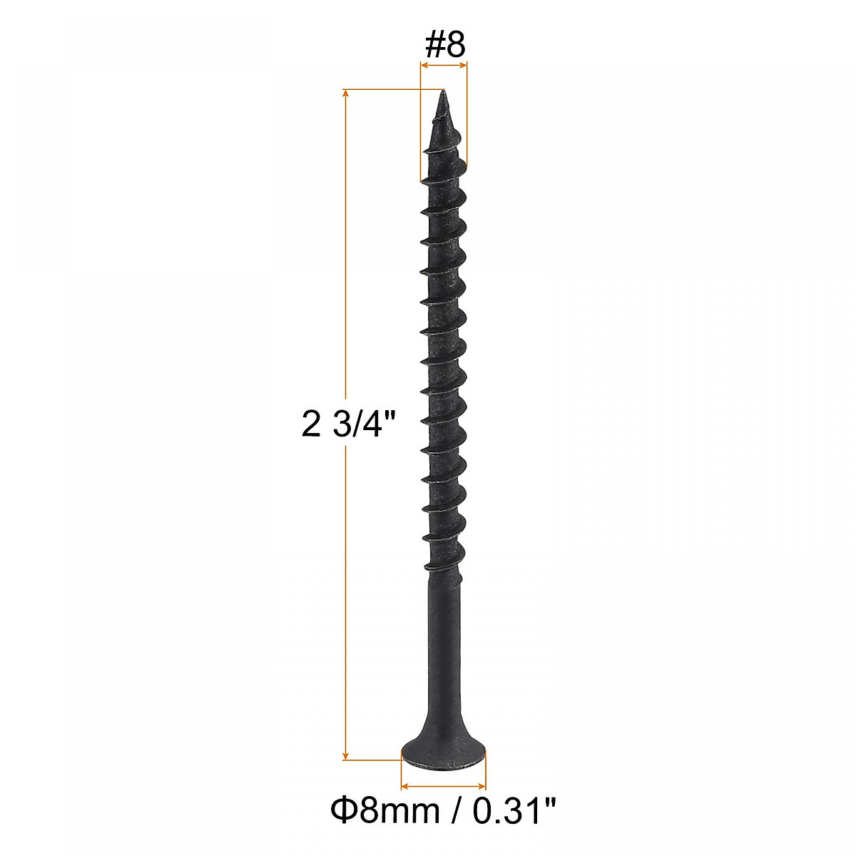 uxcell #8 x 2 3/4-Inch Wood Screws Phillips Flat Head Carbon Steel Self Tapping Screws Black 25pcs