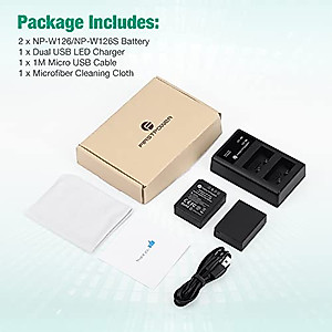 FirstPower NP-W126 NP-W126S Battery (2-Pack) and USB Dual Charger for Fujifilm X100V, X100F, X-A5, X-A10, X-E4, X-Pro2, X-Pro3, X-T1, X-T2, X-T3, X-T10, X-T20, X-T30, X-T30 II, X-T100, X-T200 FinePix