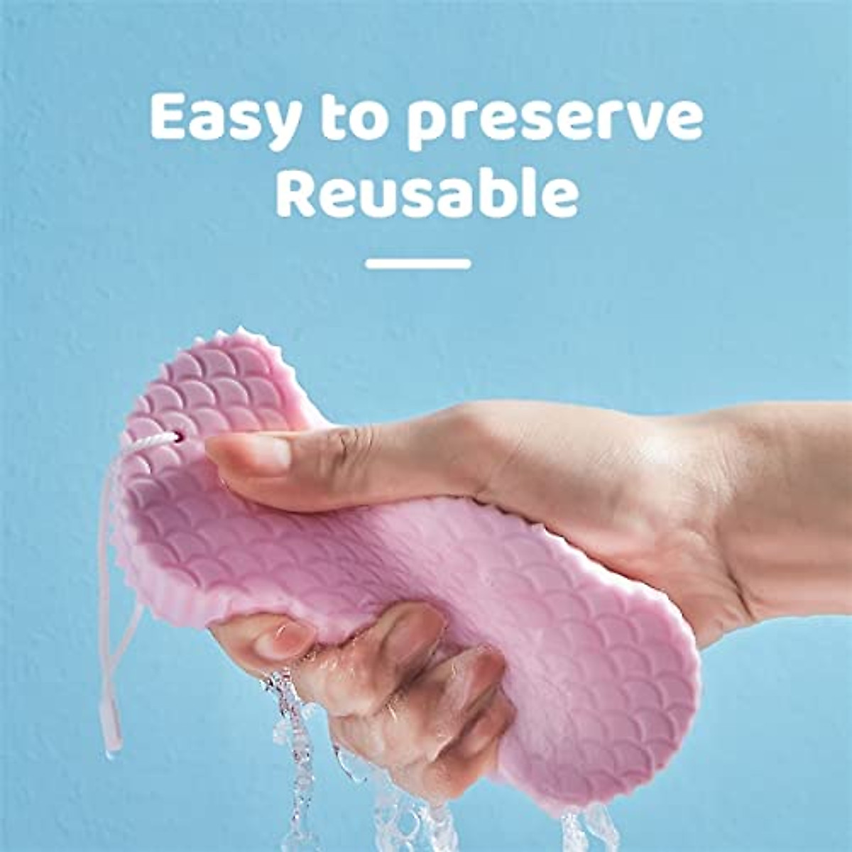 INGVY Dry Brushing Body Brush 3D Magic Sponge Bath Sponge Body Dead Skin Remover Exfoliating Massager Cleaning Shower Brush Peeling Sponge (Color : White)