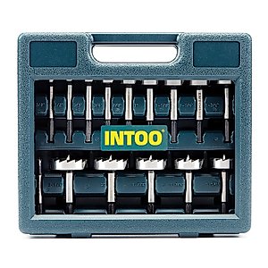 INTOO Hex Shank Forstner Bit Set 16 pcs Multi Sided Shank Wood Drill bit Set
