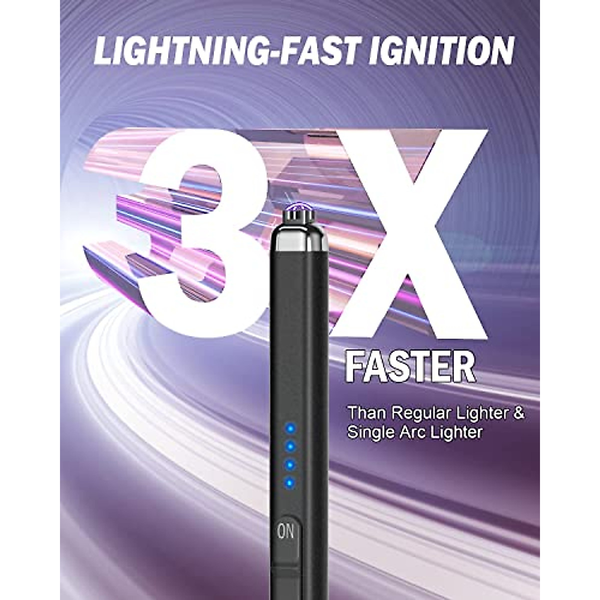 【Upgraded】 Dual Arc Electric Candle Lighter Rechargeable USB Lighter Plasma Arc Lighters for Candle (Obsidian Black)