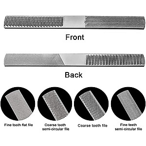 DONSTRAW Wood Rasp File 4 Way Premium Grade High Carbon Hand File and Round Rasp, Half Round Flat & Needle Files Wood Rasp Set for Sharping Wood and Metal Tools