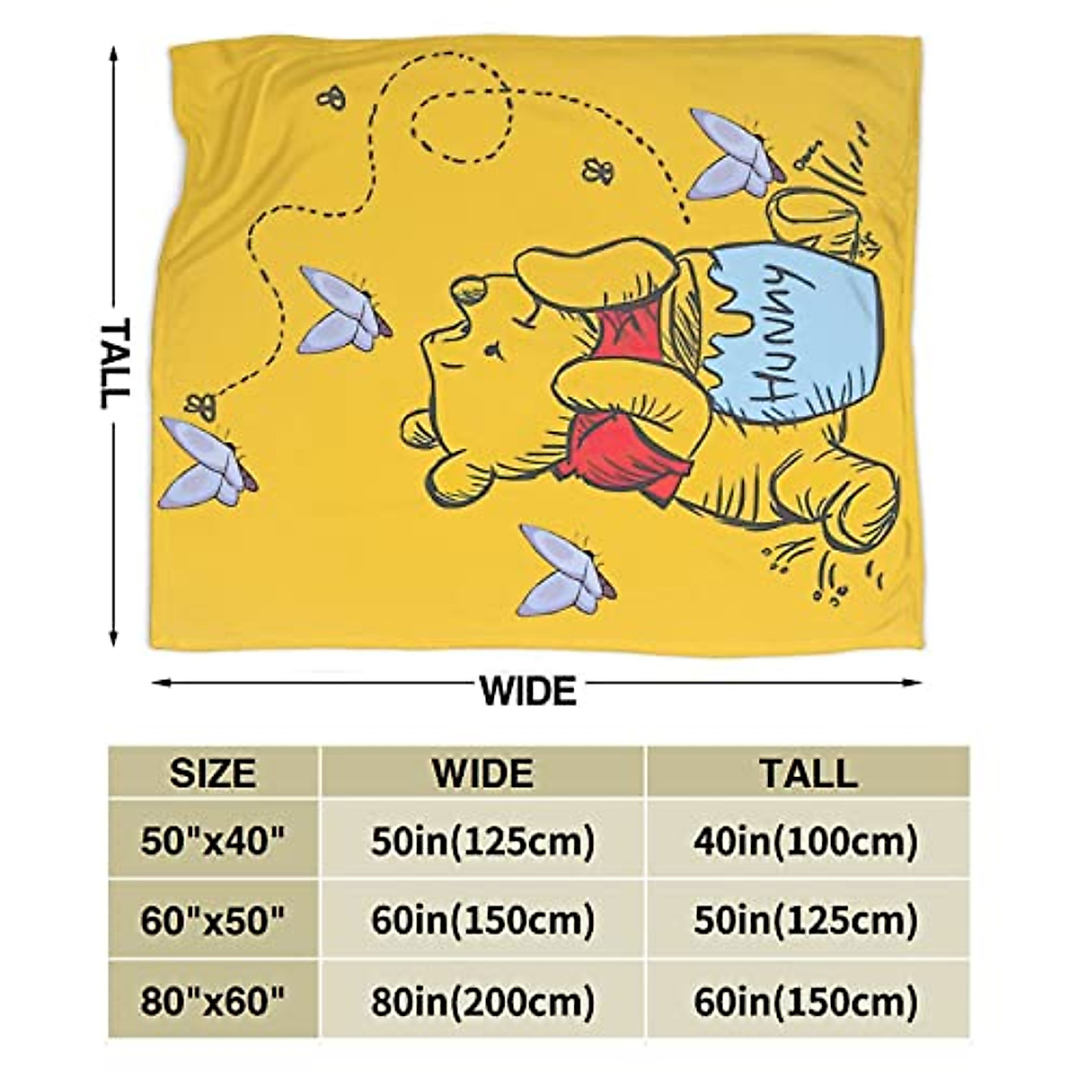 Jvolxui Cute Cartoon Bear Blanket Super Soft Flannel Blanket Luxury Warm Plush Bedding for Sofa Living Room Bedroom, Black1, S 50''x40''