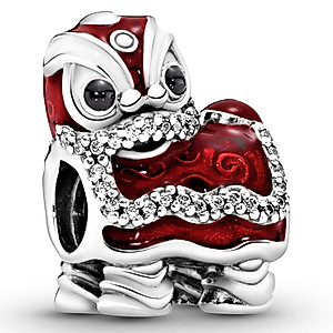 Pandora Chinese Lion Dance Charm - Compatible Moments Bracelets - Jewelry for Women - Gift for Women in Your Life - Made with Sterling Silver, Cubic Zirconia & Enamel, No Gift Box