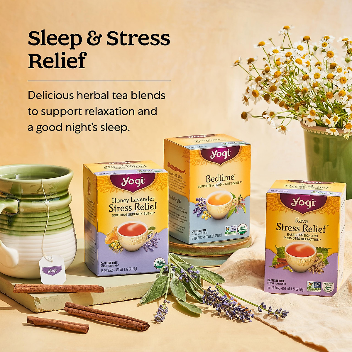 Yogi Tea - Bedtime (4 Pack) - Supports a Good Night’s Sleep - Tea with Passionflower, Chamomile, Valerian Root, and Lavender - 64 Organic Herbal Tea Bags